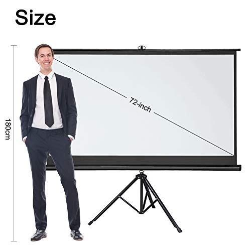 PDGJG Projector Screen 72 100 inches Tripod Stand 16:9 Portable Projection Screen 4K 3D Movies Screen for Home Office Indoor Outdoor (Size : 72 inch)