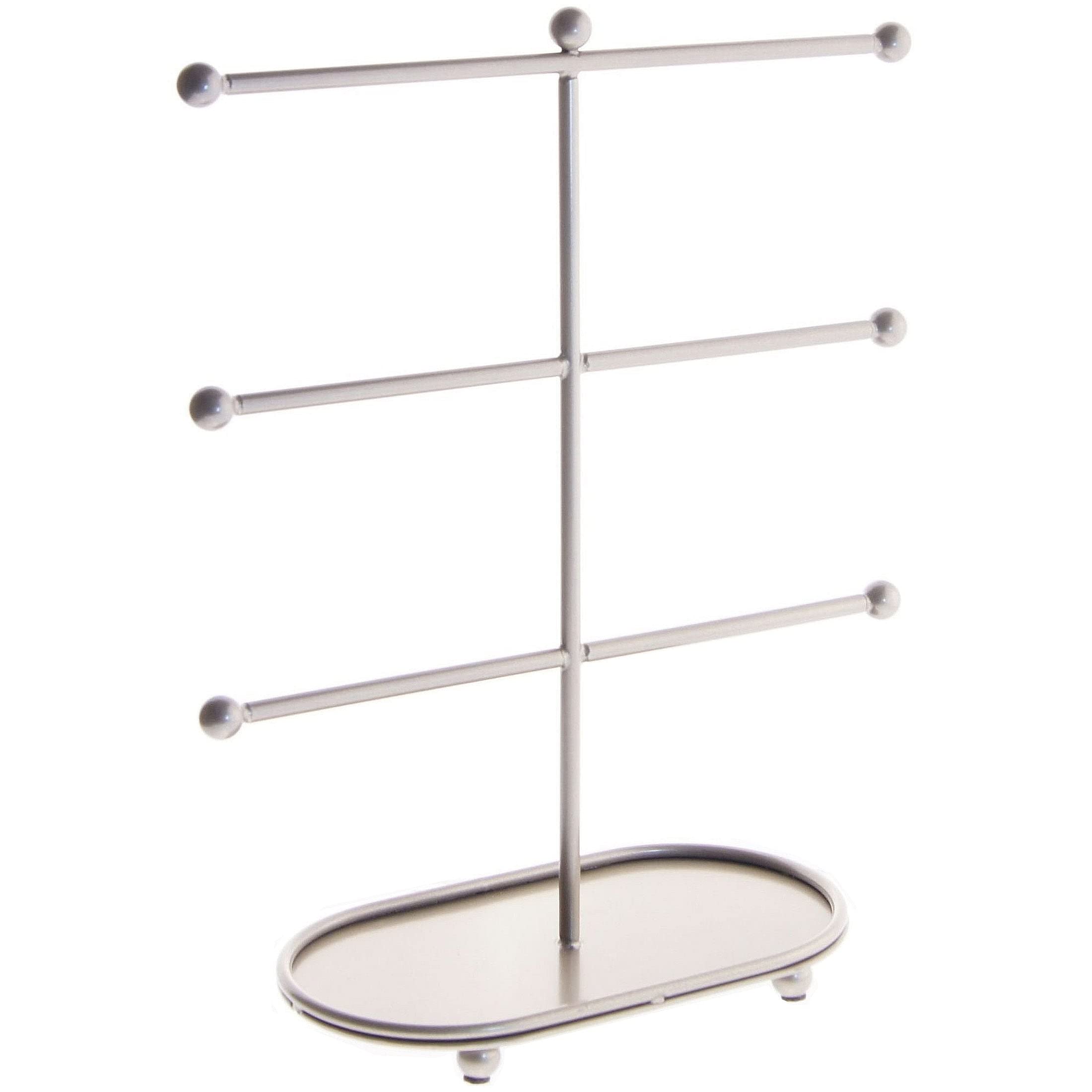 Angelynn's Freestanding Bracelet Holder Organizer Rack Display Stand, Jewelry Tree for Bangles and Hoop Earrings, Amy Satin Nickel Silver