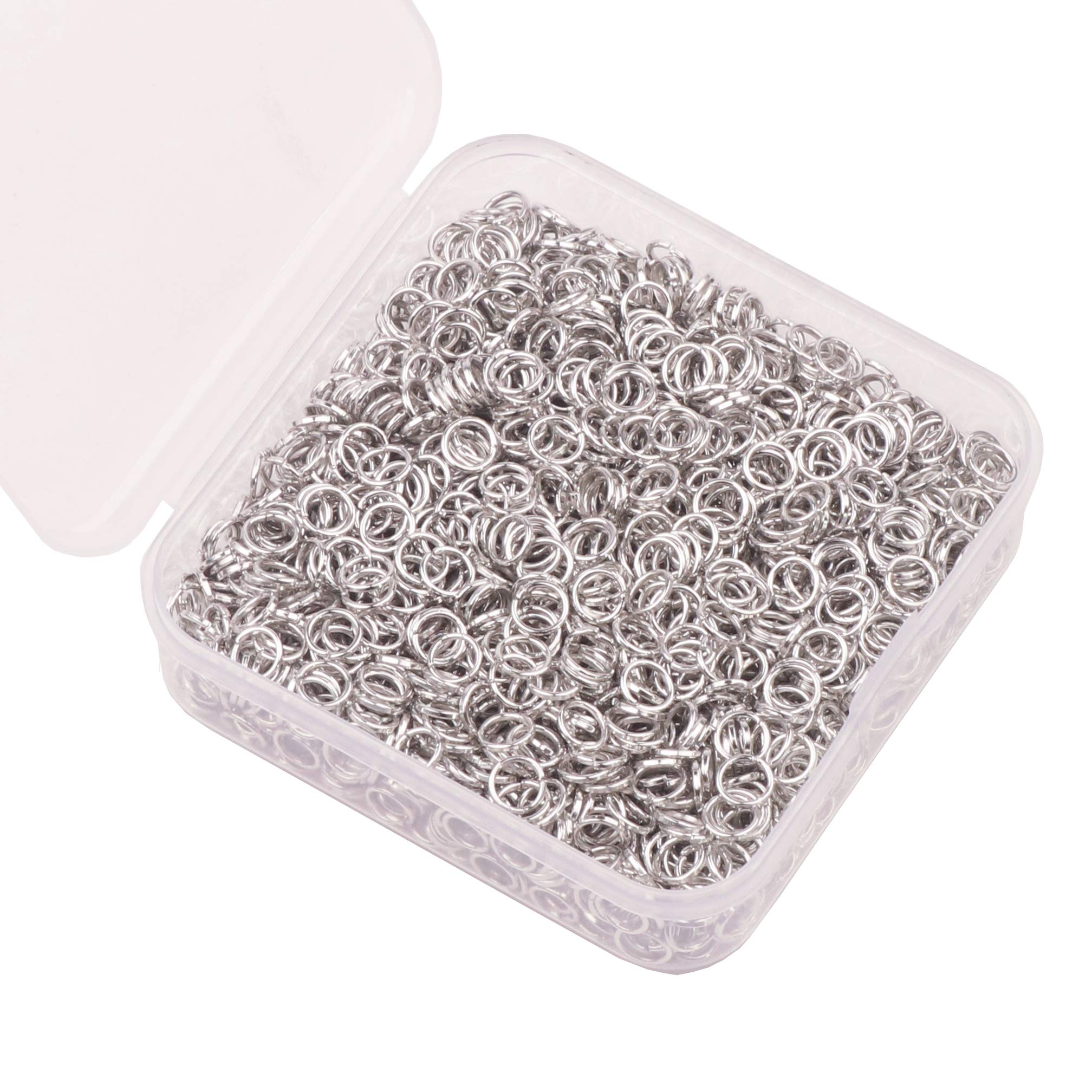 YAKA 1800pcs 5mm Dull Silver Plated Iron Open Jump Rings Connectors Bulk for DIY Craft Earring Necklace Bracelet Pendant Choker Jewelry Making Findings and Key Ring Chain Accessories Nickel