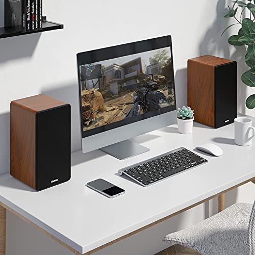 Saiyin Bluetooth Bookshelf Speakers, Powered Speakers with 5 Inch Woofer, Active Bookshelf Speakers 40W X 2, Optical/RCA inputs/Subwoofer Line Out for Turntable, TVs,Computer PC Monitor Speakers