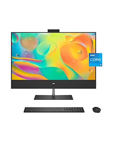 HP Pavilion 31.5 inch All-in-One Desktop PC, Intel Core i5-12400T Processor, Intel UHD Graphics, 16 GB RAM Memory, Windows 11 Home Operating System (32-b0010, Sparkling Black)