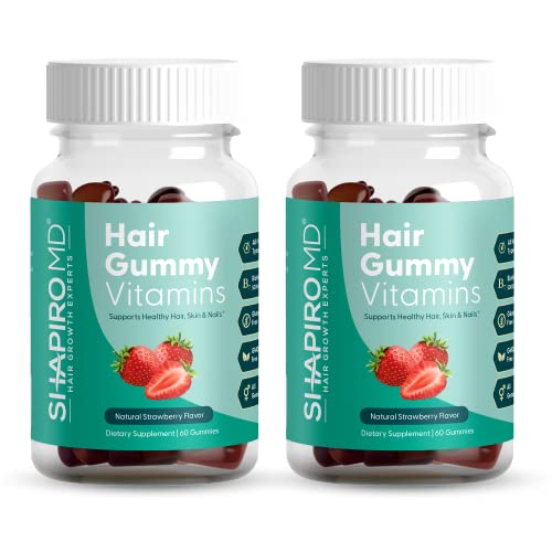 Hair Gummy Vitamins - Vegan Supplement for Healthy Hair, Skin, and Nails with Biotin, Vitamin A, Vitamin C, Vitamin D, Vitamin E, Folate, Iodine, and Zinc | Shapiro MD (2)