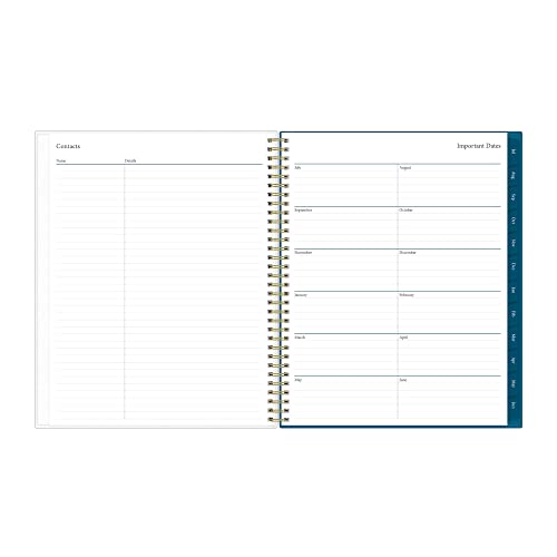 Blue Sky 2023-2024 Academic Year Weekly and Monthly Planner, 8.5" x 11", Frosted Flexible Cover, Wirebound, Bakah Blue (131951-A24)