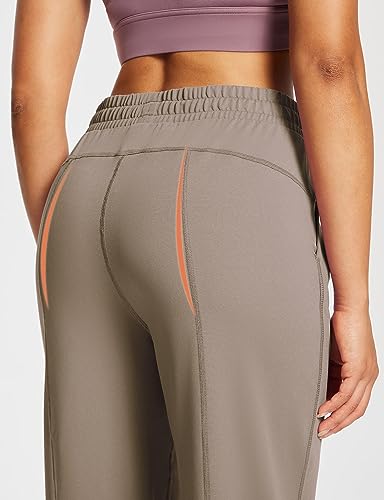 BALEAF Women's Straight Leg Sweatpants Wide Leg Athletic Lounge Pants Pockets Stretch Soft Workout Brown L