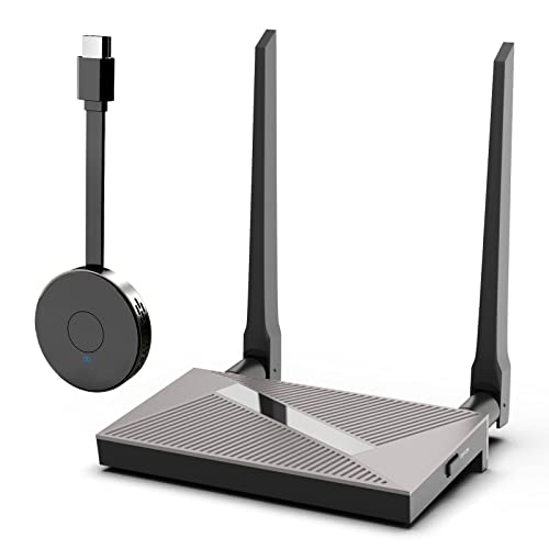 Wireless HDMI Transmitter and Receiver, Wireless HDMI 4k Extender Kit, HDMI Dongle Adapter Support 4K@30Hz,Support 2.4/5GHz for Streaming Video/Audio from Laptop,Smartphone to HDTV/Projector-Gray