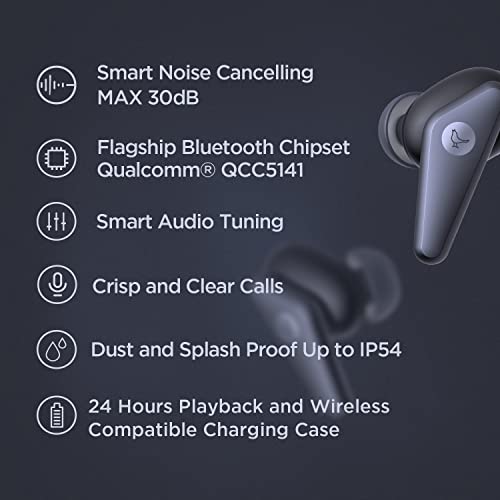 Libratone AIR+ 2 (2nd Gen) True Wireless Earbuds - Active Noise Cancelling, Bluetooth 5.2, in-Ear Headphones with Wireless Charging Case, IP54 Dust and Water Resistant, 24-Hour Playtime, Black
