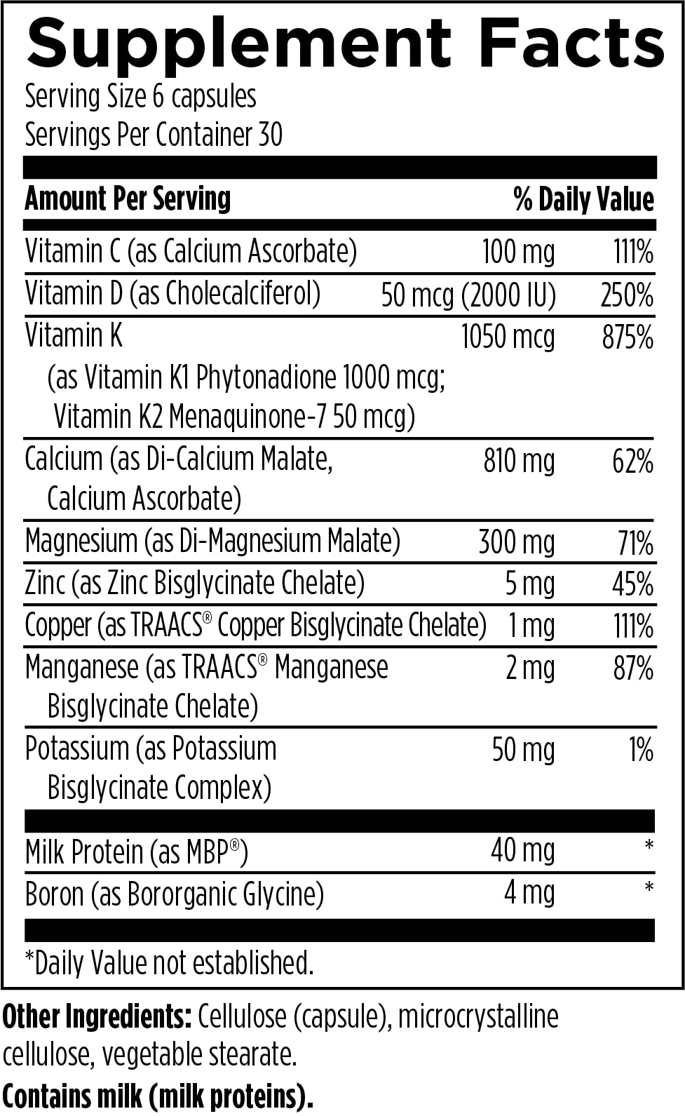 Designs for Health OsteoForce Supreme - Premium Bone Support Supplement with Basic Milk Protein (MBP) - Calcium Malate, Magnesium, Zinc Chelate, 2000 IU Vitamin D, VIT K - Non-GMO (180 Capsules)
