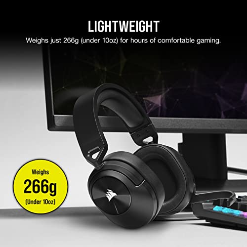 Corsair HS55 Wireless CORE Gaming Headset - Low-Latency 2.4Ghz, Up to 50ft Bluetooth Range, Lightweight Construction, Tempest 3D AudioTech Support on PS5, Omni-Directional Microphone - Black