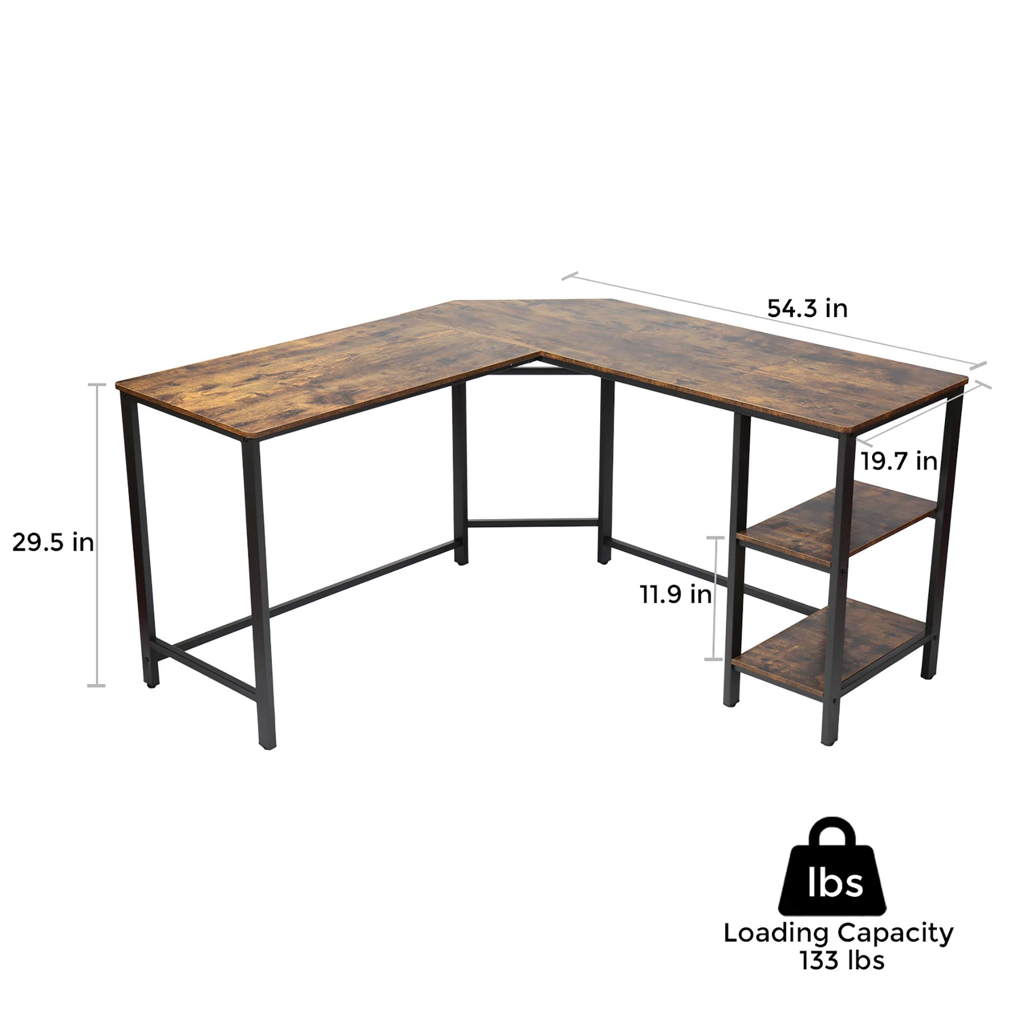 Home Office Computer Desk,Office Table with PC Droller, Storage Shelves,Two Drawers, CPU Tray and Pull-Out Keyboard Tray,Study Writing Desk,Computer Workstation (L Shaped Corner Computer Desk)