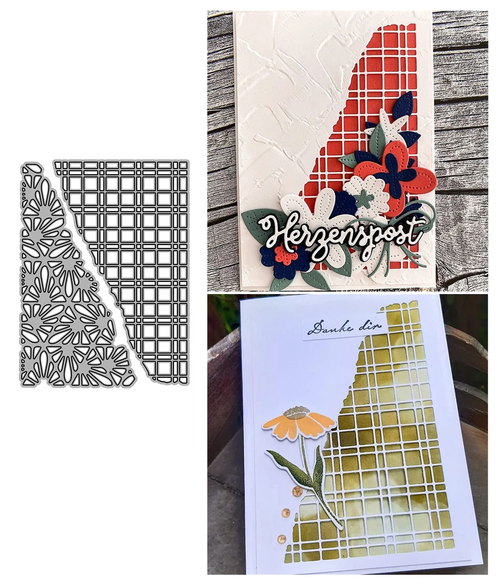 Mvchifay Cutting Dies for Card Making Metal Die-Cuts Scrapbooking Tool Hollow Frame DIY Craft Punch Template Embossing for Paper Album Decor (Cube and Flower-10x13.4cm)