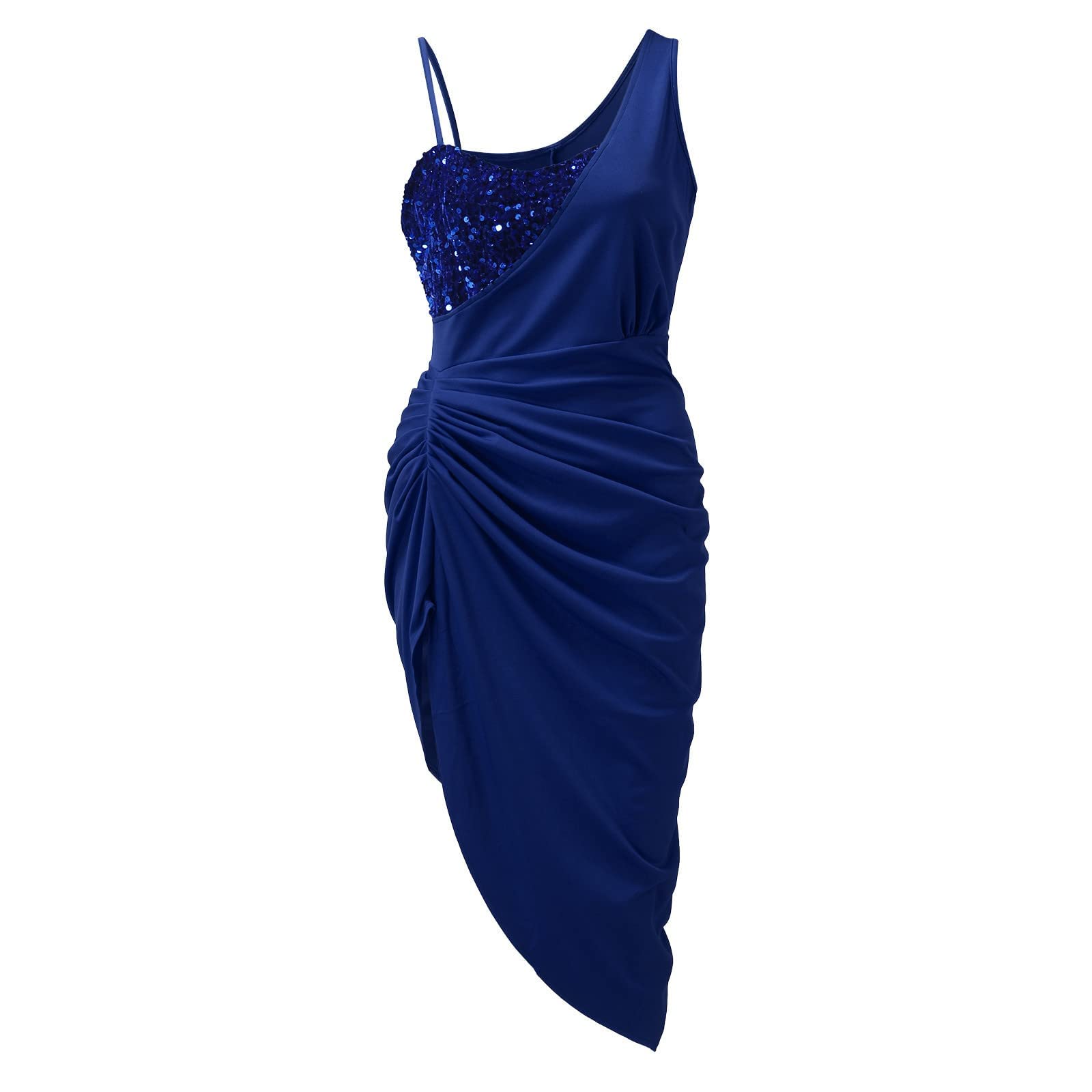 Vestidos para Mujer Fiesta Noche Elegante Verano Cuello en V Manga Corta ahueca hacia fuera el Vestido,ZT3-Blue,X-Large