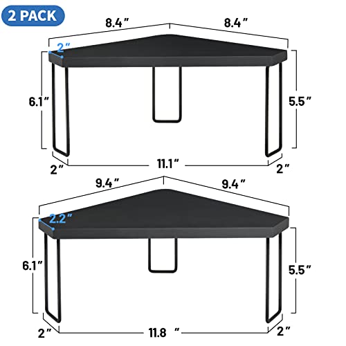 Ameuphercy 2-Tier Countertop Organizer Set of 2, Black, Rustic, Corner Shelf, Space Saving, Sturdy
