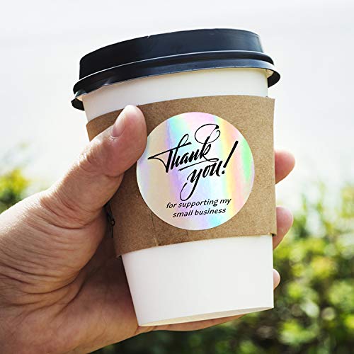 Padike 1.5" Thank You for Supporting My Small Business Stickers, 4 Designs, Highly Recommended for Small Business Owners and Online Sellers, 500 Labels Per Roll (Glitter Silver & Black, 1.5inch)