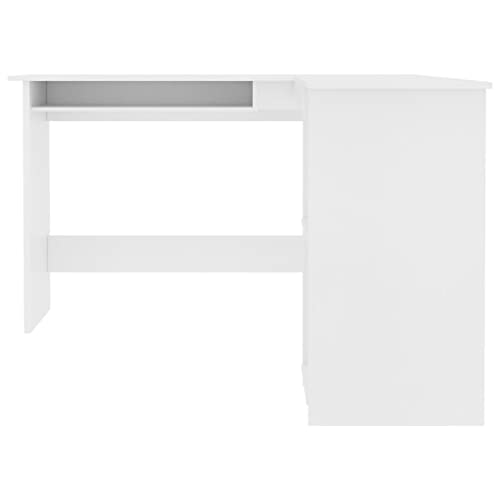 ZQQLVOO L-Shaped Corner Desk,Computer Desk, Worktable, Office Desk, Reading Table, Study Table, Writing Desk,with a Pull-Out Keyboard Tray,with 2 Open Shelves, White 47.2"x55.1"x29.5" Chipboard