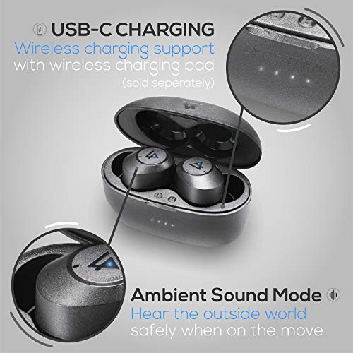 LYPERTEK SoundFree S20 - True Wireless in-Ear Headphone with QuickConnect, Wireless Charging, Ambient Sound, IPX5, 8+40h Playtime, Black