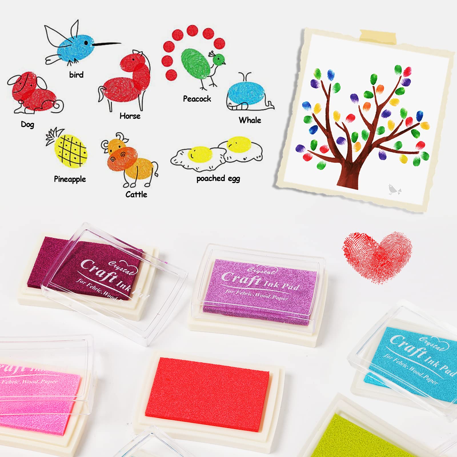 Ink Pads, Stamp Pads for Rubber Stamps, 15 Solid Colors Available for Craft Scrapbooking Fingerpaint on Paper Wood Fabric