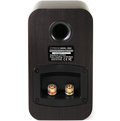 Micca RB42 Reference Bookshelf Speaker with 4-Inch Woofer and Silk Tweeter (Dark Walnut, Pair)
