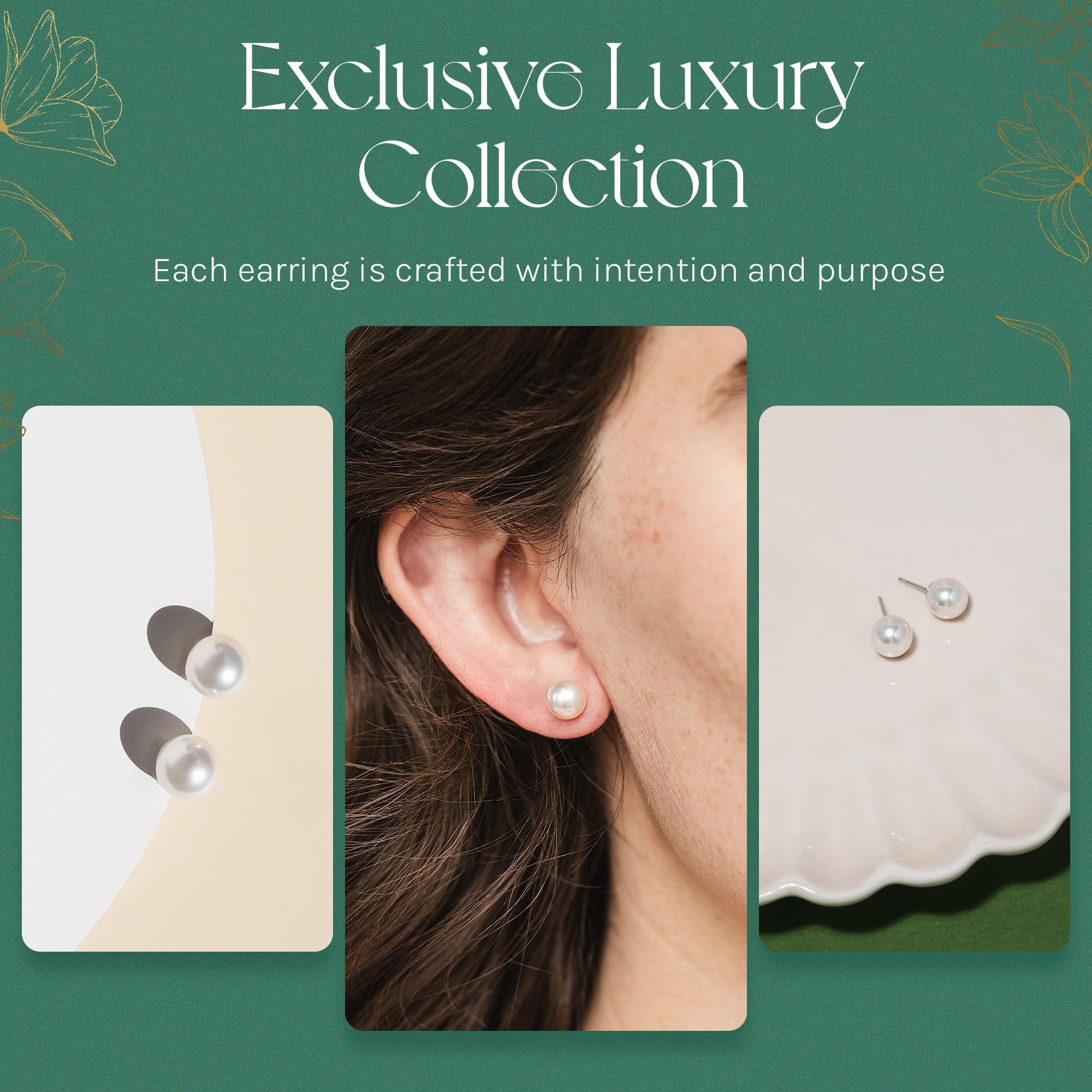 ISAAC WESTMAN Nickel Free Sterling Silver White Freshwater Cultured Pearl Stud Earrings, Hypoallergenic Earrings with Genuine Cultured Pearls, Flat Back Button Pearl Earrings (6 mm)