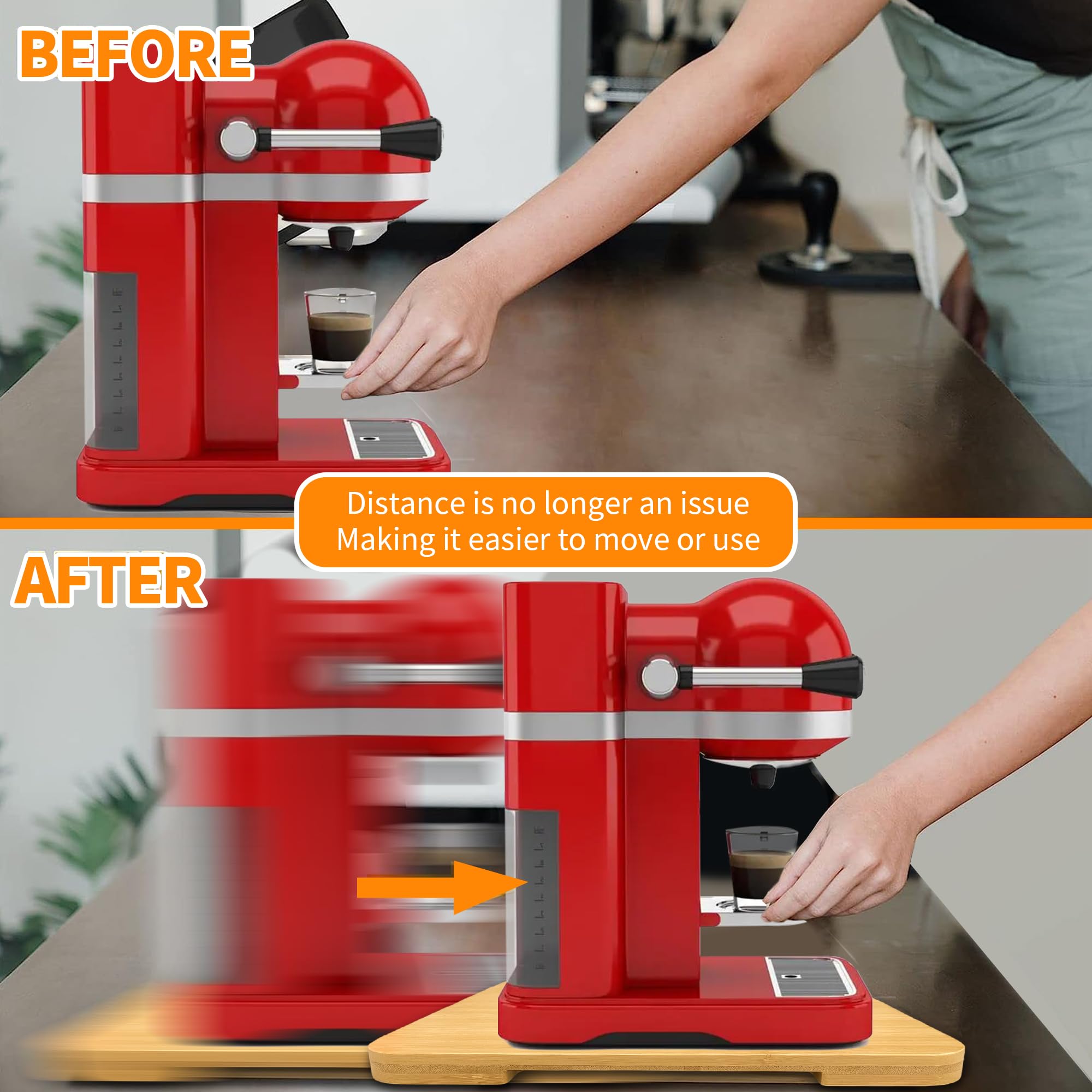 Appliance Slider for Kitchen Small Appliances, Coffee Maker Slider for Counter, Sliding Tray for Stand Mixer, Air Fryer, Espresso Machine, Ideal for Countertop and Under Cabinet Use(14.2"W x 11.7"D)