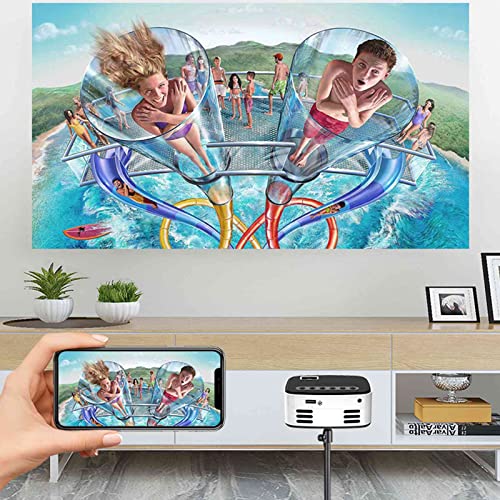 Mini Projector, HD 1080P WiFi Projector Portable Movie Projector Smart with Adapter, Remote Control, User Manual Support Phone Computer USB AV Audio Home Theater Projector for Gaming and Movies(#2)
