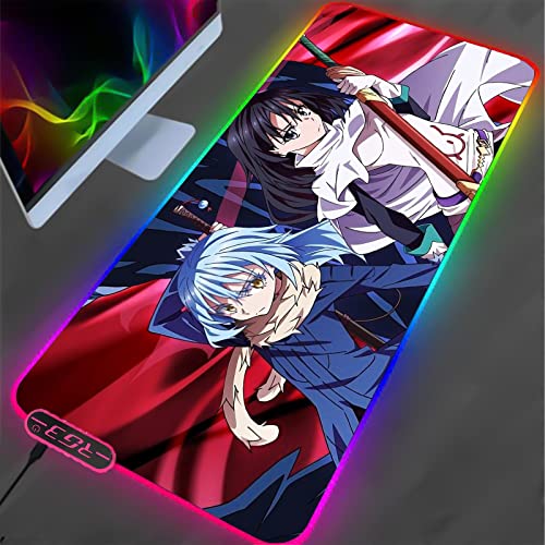 Mouse Pads RGB Anime Rimuru Tempest Gaming Mouse Pad XXL Computer Gamer Large Mousepad Led Big Carpet Keyboard Desk Mat with Backlight 30x60x0.4cm