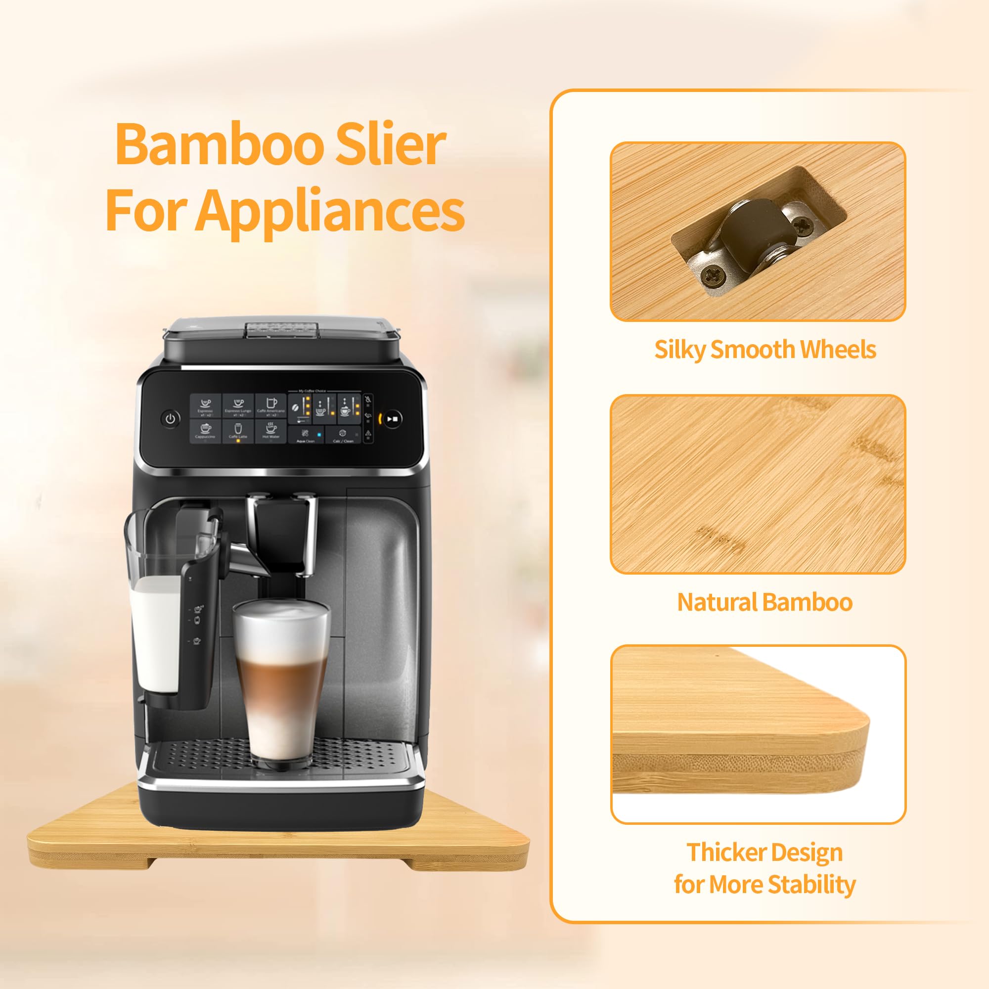 Appliance Slider for Kitchen Small Appliances, Coffee Maker Slider for Counter, Sliding Tray for Stand Mixer, Air Fryer, Espresso Machine, Ideal for Countertop and Under Cabinet Use(14.2"W x 11.7"D)