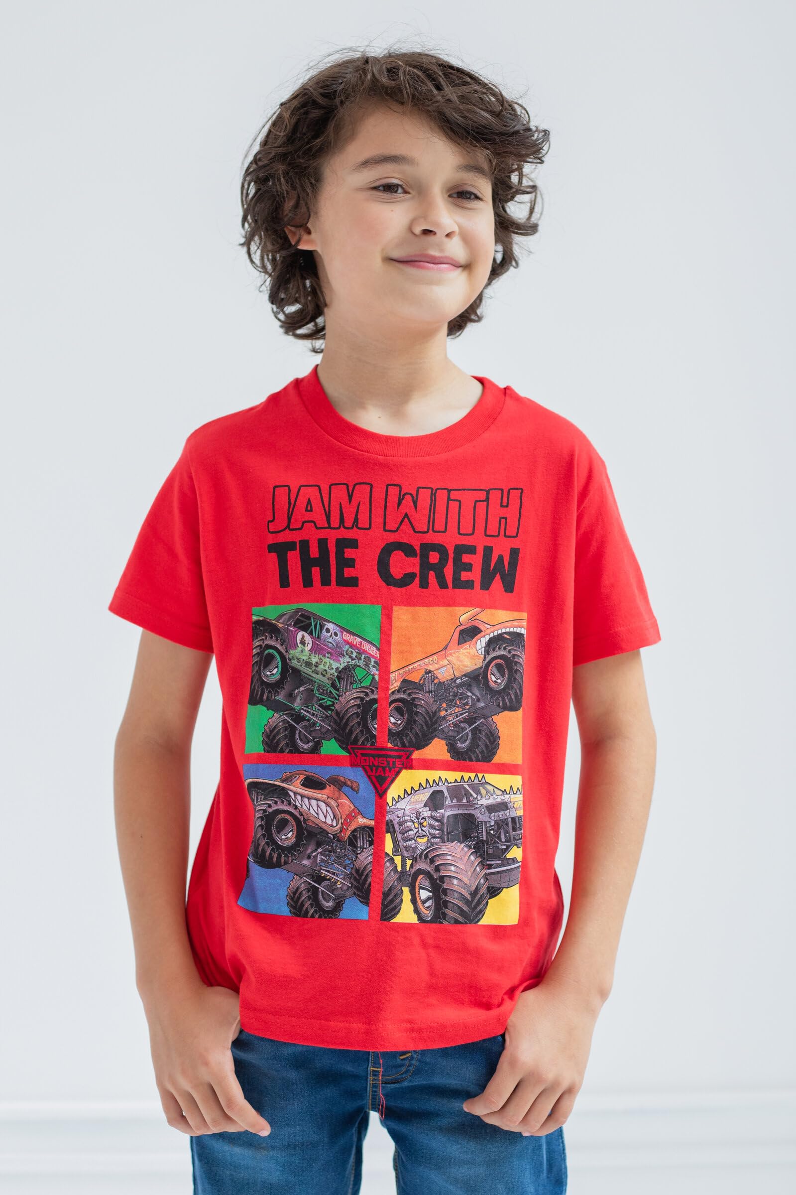 Monster Jam Little Boys 3 Pack Graphic T-Shirts Kids Black/Red/Grey 7