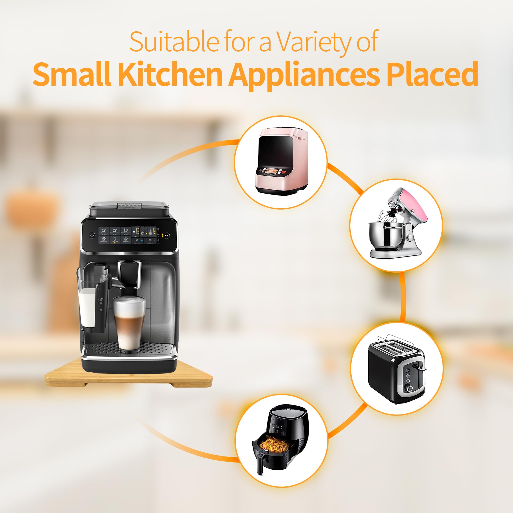 Appliance Slider for Kitchen Small Appliances, Coffee Maker Slider for Counter, Sliding Tray for Stand Mixer, Air Fryer, Espresso Machine, Ideal for Countertop and Under Cabinet Use(14.2"W x 11.7"D)