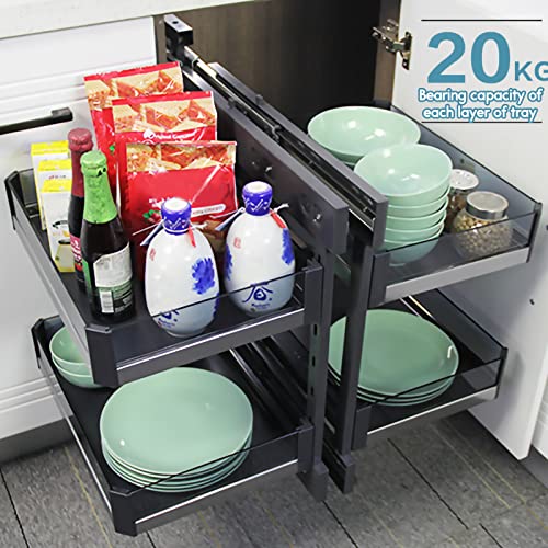 Blind Corner Cabinet Pull Out Organizer, Corner Kitchen Cabinet Pull Out Storage Rack Shelf 4 Aluminium Basket Corner Optimizer Pull Out Completely, Left Or Right Handed Open