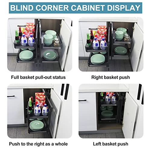 Blind Corner Cabinet Pull Out Organizer, Corner Kitchen Cabinet Pull Out Storage Rack Shelf 4 Aluminium Basket Corner Optimizer Pull Out Completely, Left Or Right Handed Open