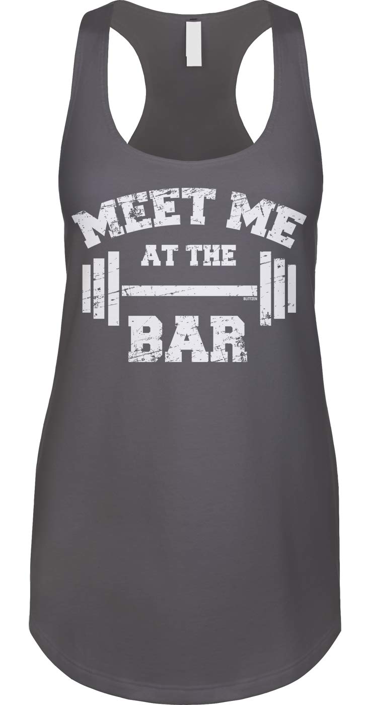 Meet Me at The Bar Ladies Tank, M, Charcoal
