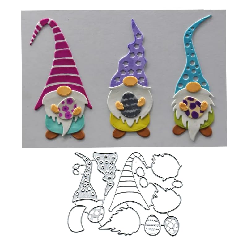 3pcs/Set Christmas Gnomes Dies Metal Die Cuts, Christmas Gnomes Metal Cutting Dies Cut Stencils for DIY Scrapbooking Cards Photo Album Decorative Embossing Paper Dies for Scrapbooking Card Making