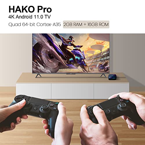 ATV Google Certified Android 11.0 TV Box, 2GB RAM 16GB ROM Amlogic S905Y4 Android TV Quad 64 bits Cortex-A35, 2.4G/5G Dual WiFi Support YouTube 4K H.265 AV1 with Netflix Google Assistant