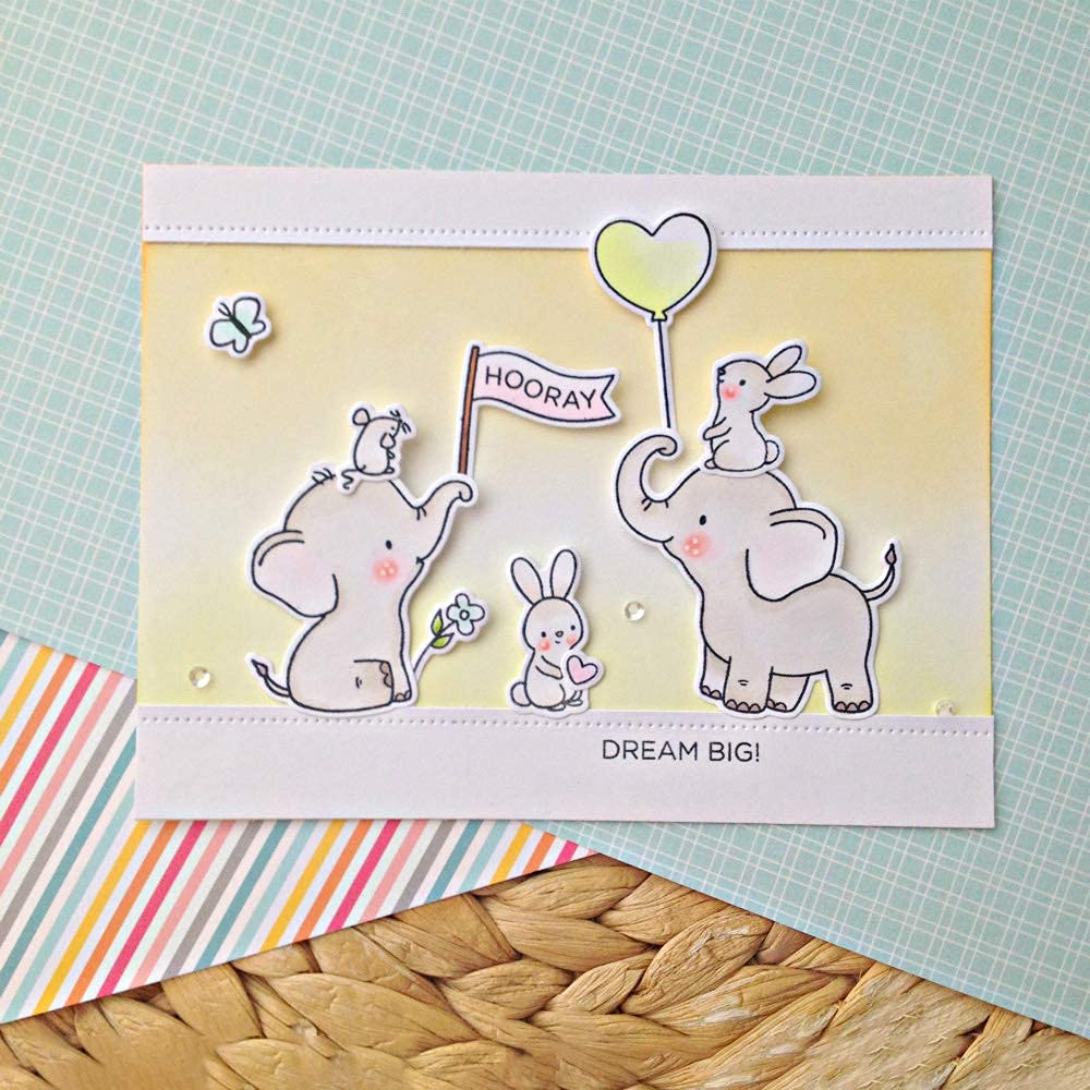 Stamp and Cutting Dies Set for DIY Craft Scrapbooking Card Making Friends Greetings Elephant Rabbit