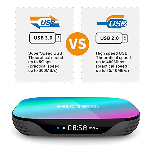 Sofobod HK1 Box Android 9.0 Smart TV Box with 4GB RAM 64GB ROM，Upgraded S905X3 Quad Core 64bit Cortex-A55 GPU G31 MP2, 2.4G/5G Dual WiFi BT4.0 H.265 Decoding LAN 1000, HD/4K/8K(HK1-4D)
