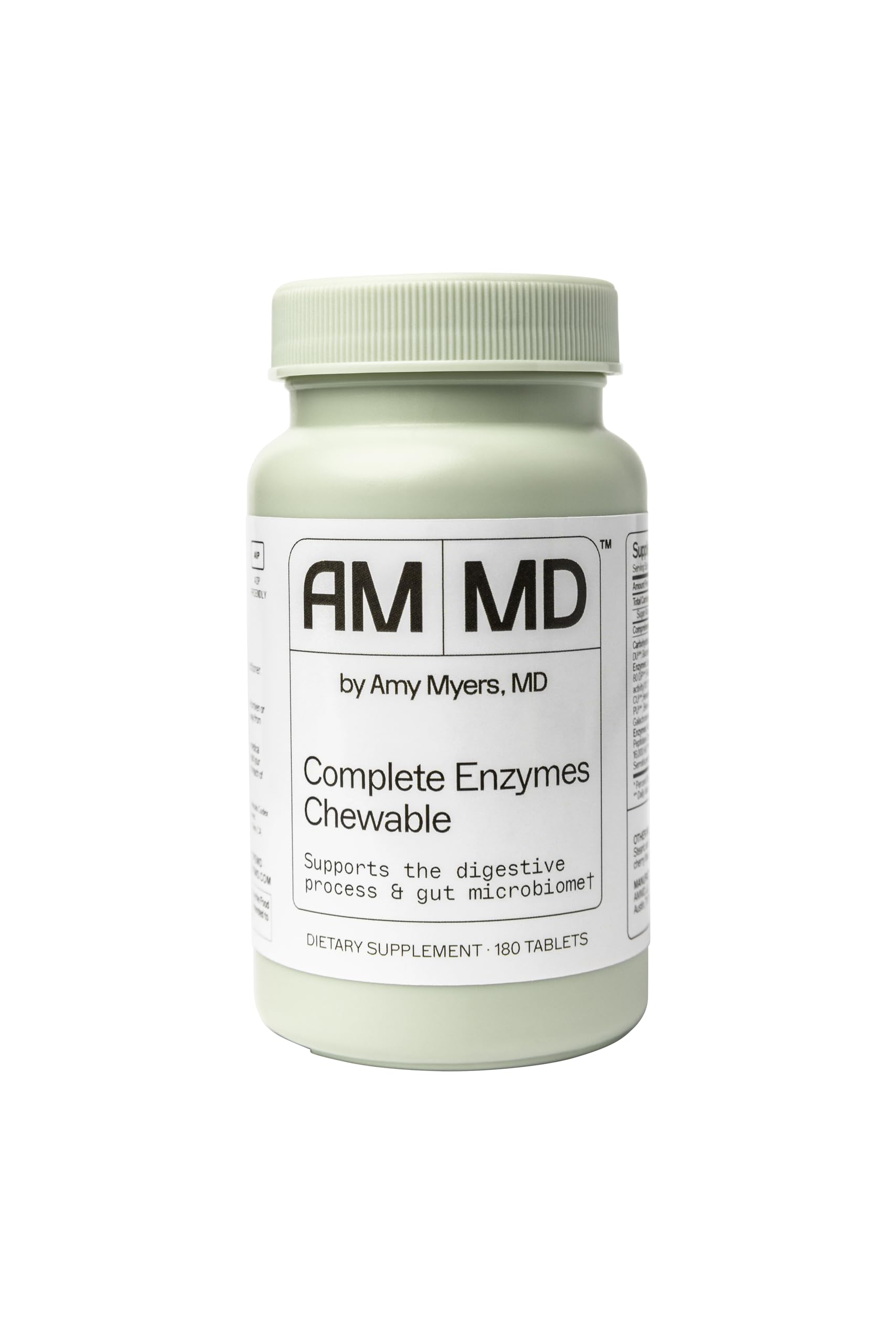Dr Amy Myers Digestive Enzymes Chewable – Complete Enzymes Support Leaky Gut, Acid Reflux, Gas, Bloating, Gluten Exposure – Amylase, Lipase, Lactase, Alkaline, Protease, Sucrase + More – 180 Tablets