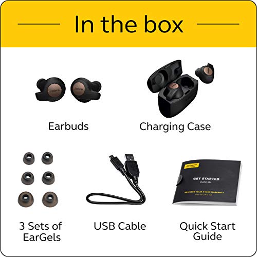 Jabra Elite Active 65t Earbuds – True Wireless Earbuds with Charging Case, Copper Black – Bluetooth Earbuds with a Secure Fit and Superior Sound, Long Battery Life and More