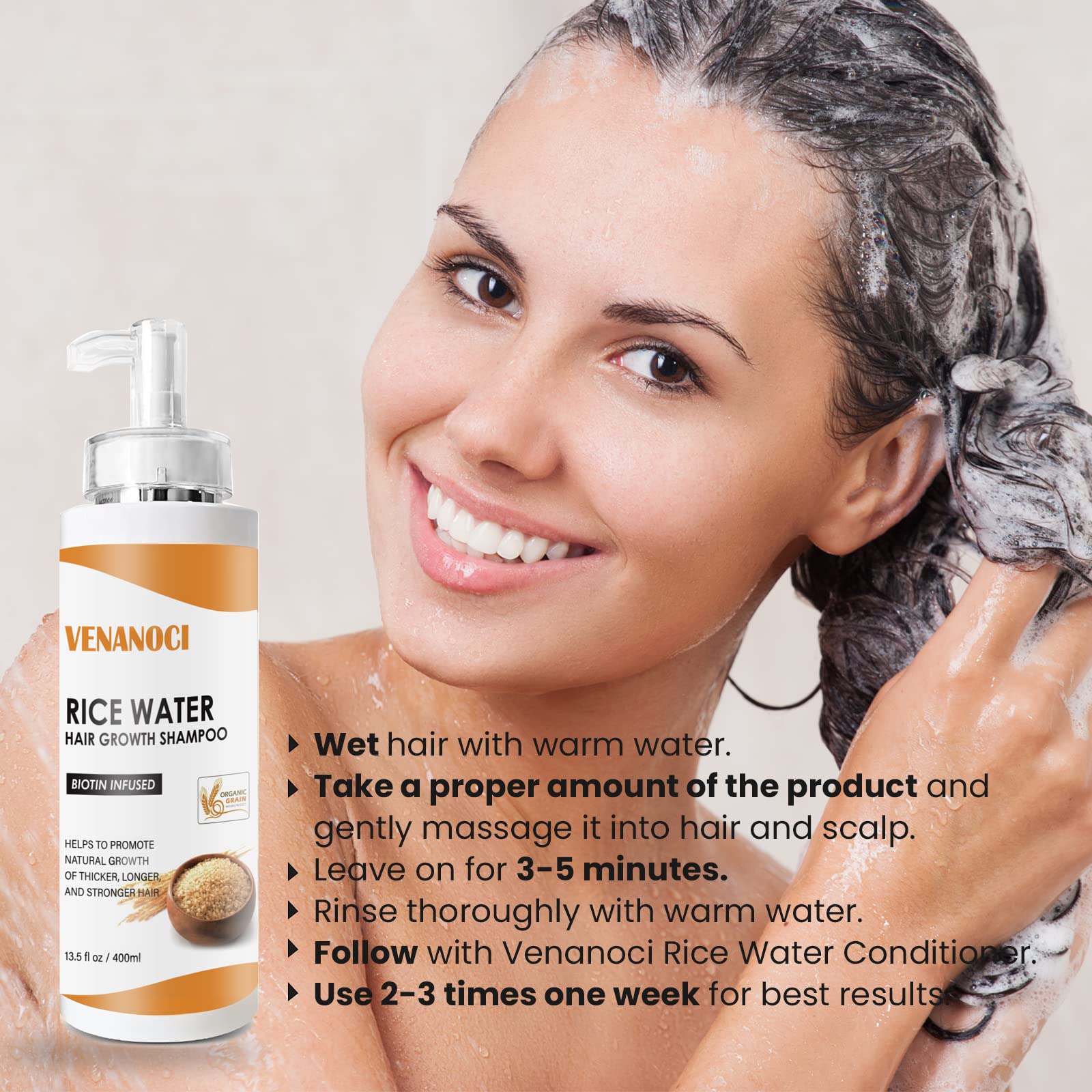 Rice Water for Hair Growth Shampoo Thinning and Loss Women, Rosemary Oil & Biotin Growth, Anti Regrowth Men, All Types