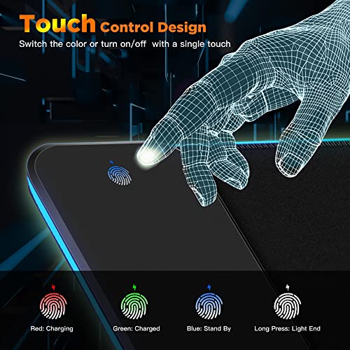 Gimars Gaming Mouse Pad with Wireless Charging, Extened Large 10W Fast Charging RGB Gaming Mouse Pad, 10 Colors LED Light, Premium Smooth Surface, Non Slip Desk Mat for Gaming, Mac, PC, Office