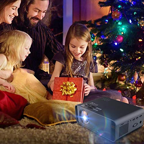 ASHATA Video Projecto,Mini Portable LED 4K 1080P Smart Projector ,HD LED 3D Video Projector HDMI USB VGA AV Home Theater Projector 480P Standard Version 110-240V (Black )