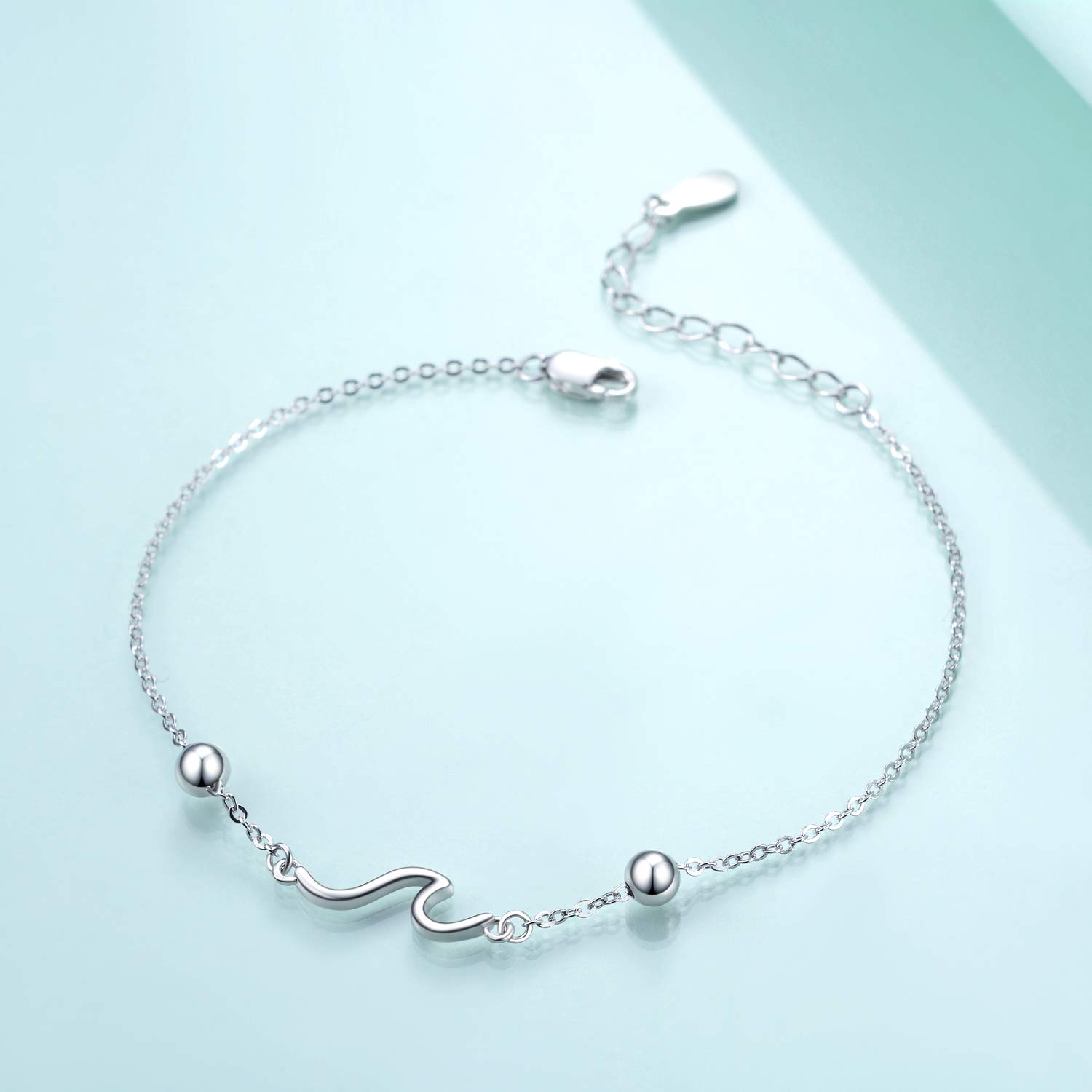 YFN 925 Sterling Silver Ocean Wave Anklet Wave Ankle Bracelet Beach Jewelry for Women