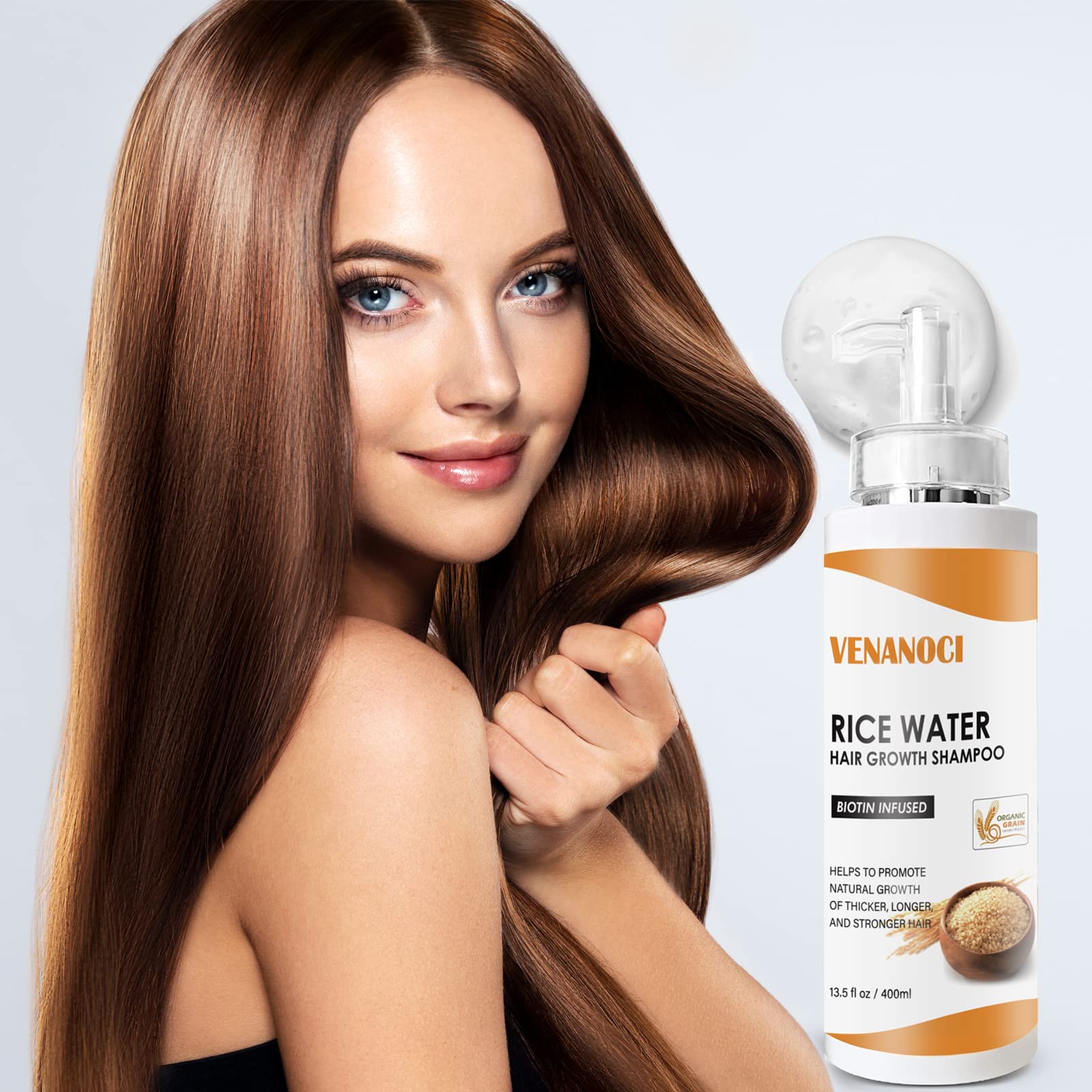 Rice Water for Hair Growth Shampoo Thinning and Loss Women, Rosemary Oil & Biotin Growth, Anti Regrowth Men, All Types