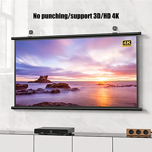 LISSY 60"/72" Projector Screen Manual Pull Down Projection Screen HD Wall-Mounted Movie Screen Home Theater Projector Screen Wrinkle-Free (Size : 60inch-4:3)