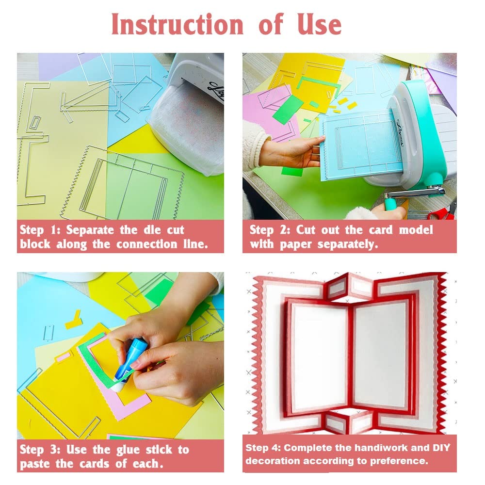 Estivaux 3D Card Shape Die Cuts for Card Making, Rectangular Gift Card Envelope Cutting Dies Sets Label Tag Dies Stencils Embossing Template for Scrapbooking DIY Cards Album Crafts Supplies
