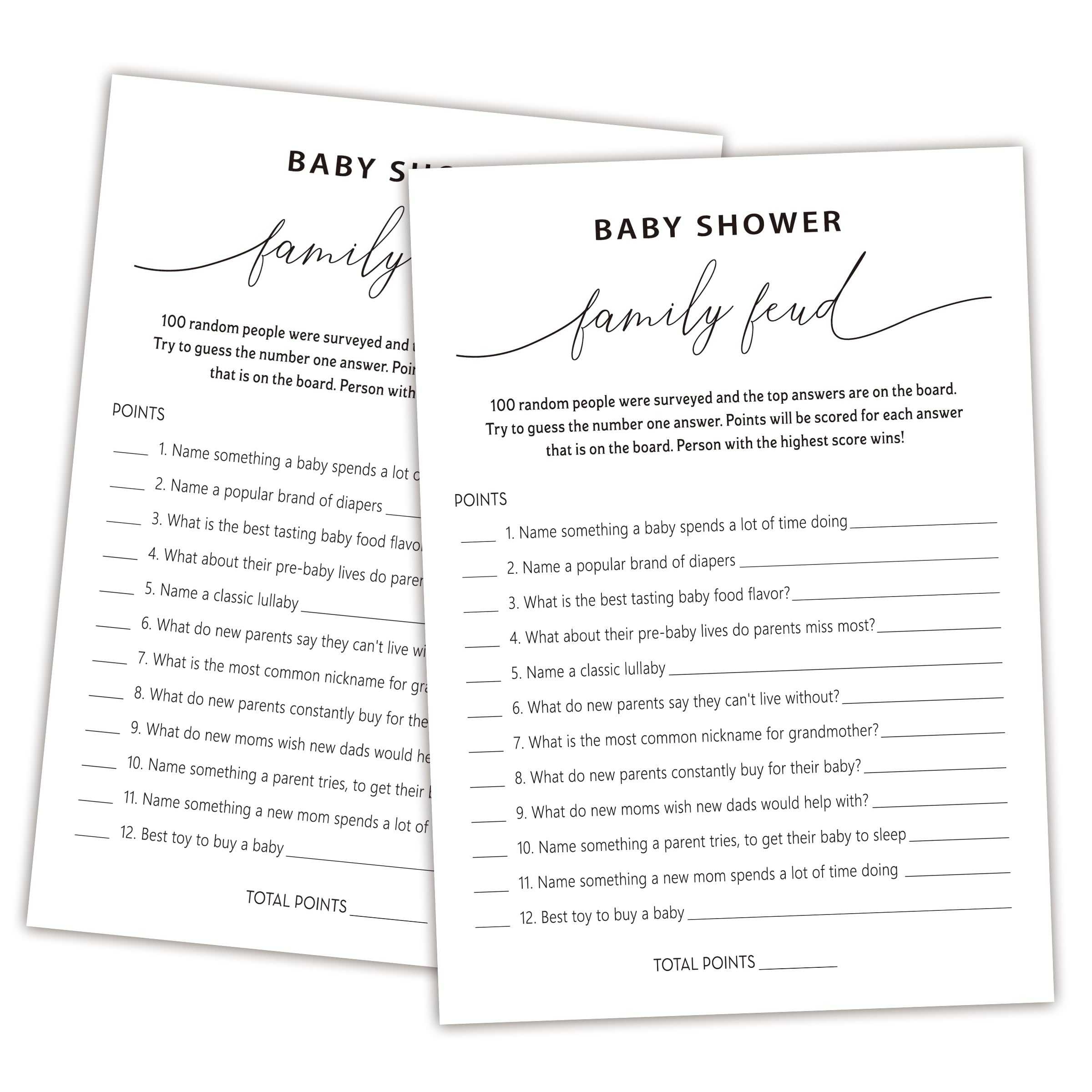Baby Shower Family Feud Game - Pack of 30 Game Cards 1 Answer Key, Baby Shower Game for Boy & Girl, Gender Neutral Baby Shower Decorations, Baby Feud Game Supplies-07