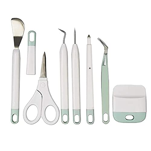 Craft Vinyl Weeding Tools,Scraper,Weeders,Spatula,Scoring Stylus,Tweezers,Scissor,Weeding Tool Set Basic Craft Removal Tool Kits for Cricut,Scrapbooking,Silhouettes and Cardstock,7 pcs Mint
