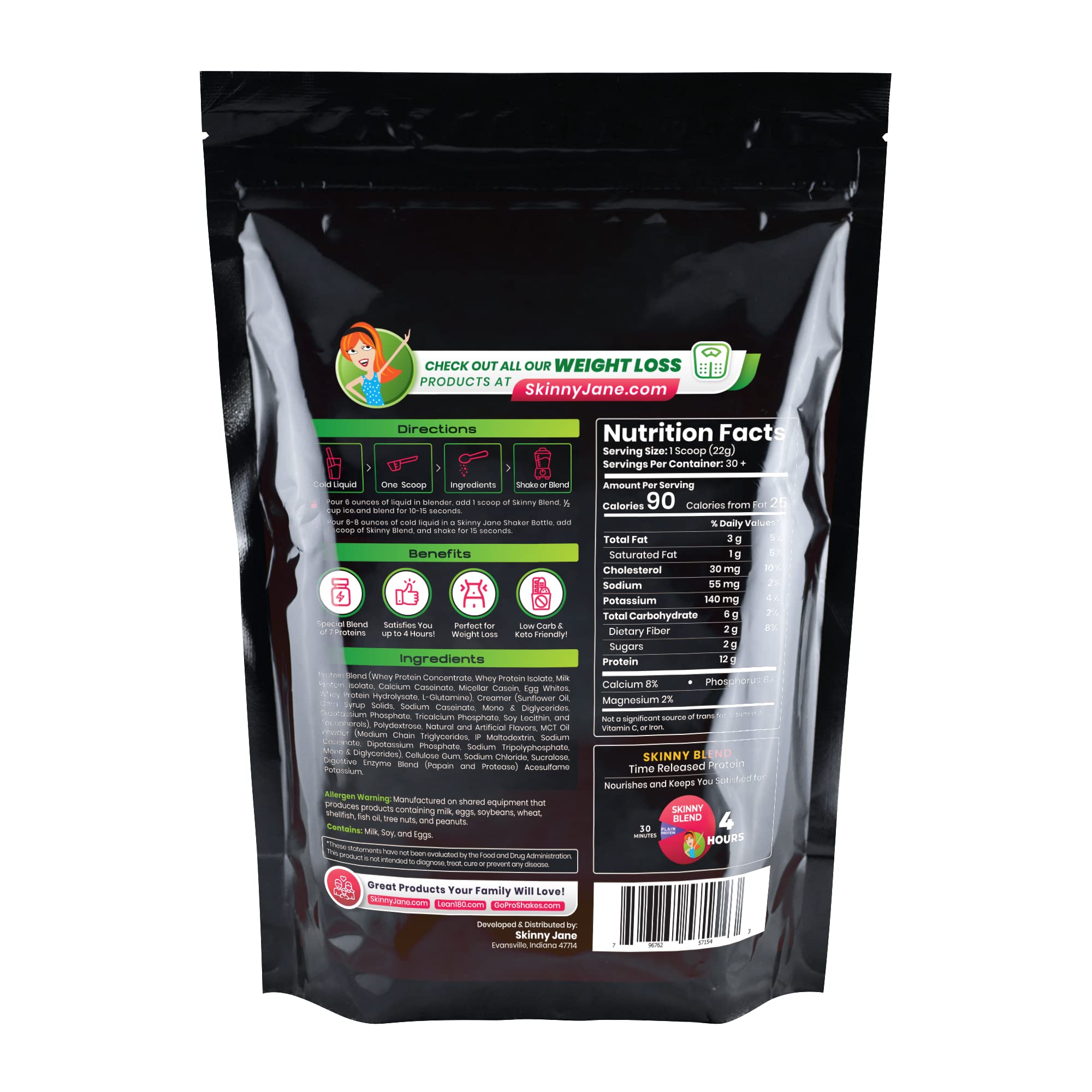 Skinny Blend | Best Tasting High Protein Shake for Women | Low Carb & Keto Friendly Meal Replacement | Satisfy Hunger & Boost Energy | Delicious Vanilla Flavor | 30 Shakes