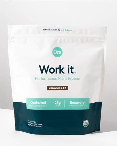 Ora Organic Work It: Ultra Clean Plant-Based Protein Powder Optimized for Recovery and Performance - with Tart Cherry, ProHydrolase, and Probiotics - 15 Servings (Chocolate, 15)