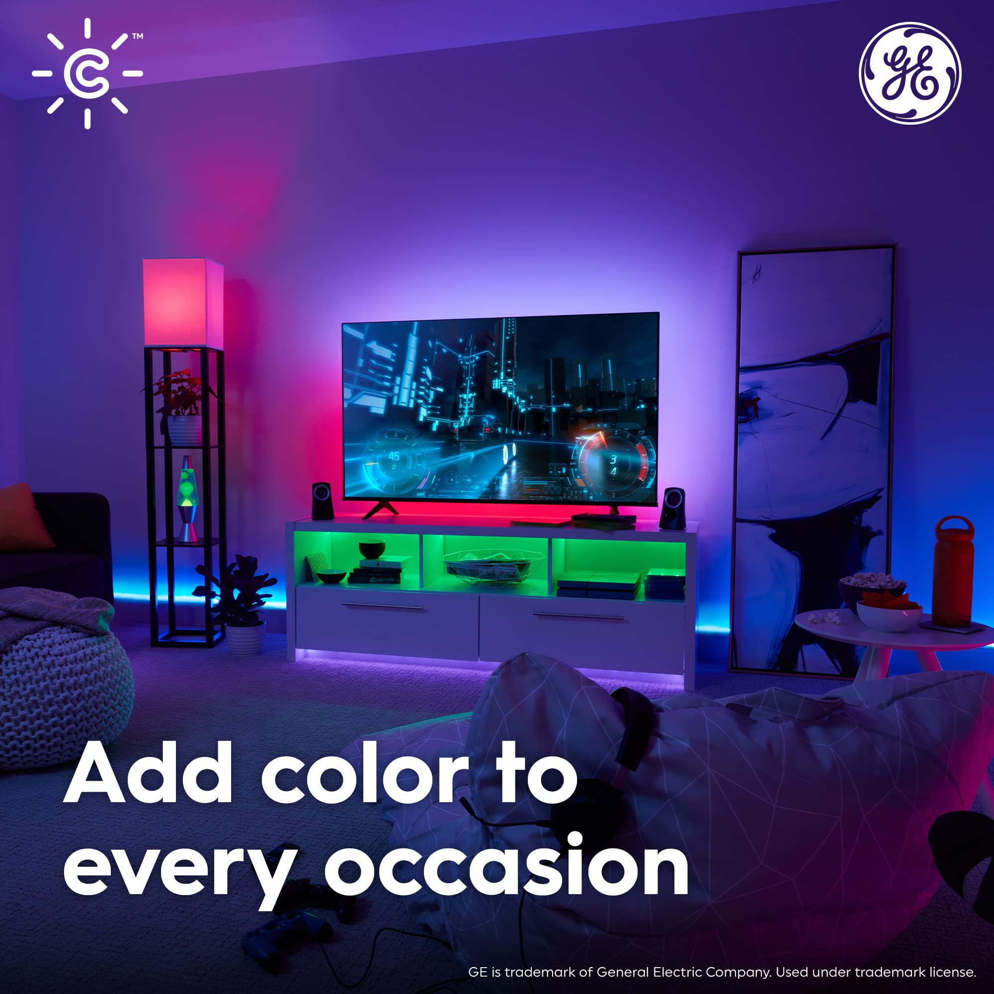 GE CYNC Smart LED Light Strip Bundle, Color Changing Lights, Bluetooth and Wi-Fi Lights, Compatible with Alexa and Google Home, 120 Inches (1 Pack)