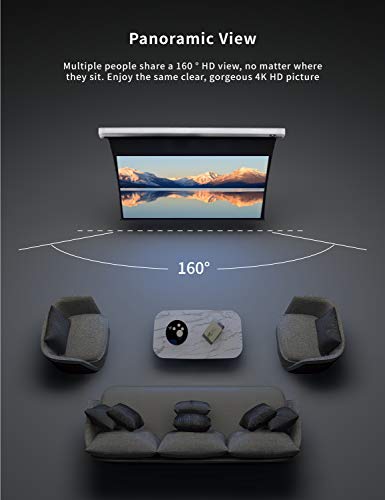 VIVIDSTORM-Deluxe Tensioned Screen,Electric Tab-tensioned Drop Down with White Cinema Screen,White Housing Ceiling and Wall,Compatible with Normal Projector,V6JLW120H